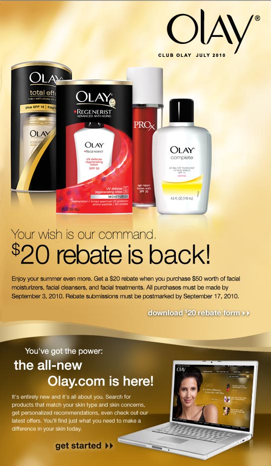 Olay Facial Products- Rebate Offer - BeautyTidbits